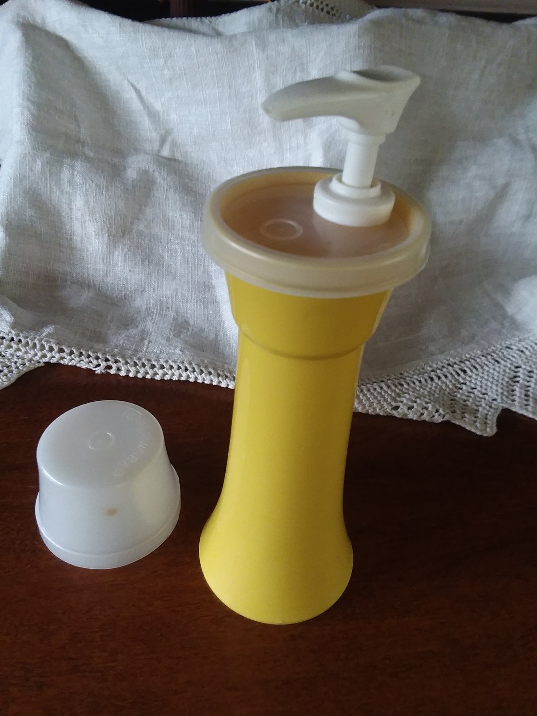 Tupperware Yellow Mustard Pump Dispenser - Vintage - Etsy