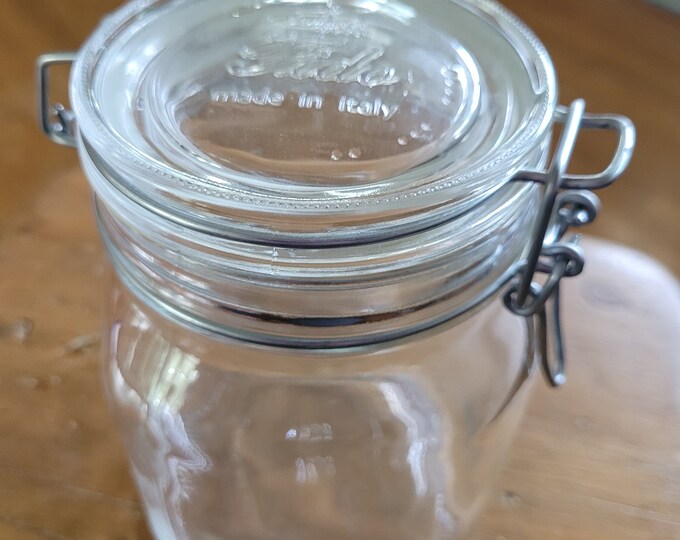 Fido Italy 1 Liter Glass Jar W/wire Bale Clamp Lid - Etsy