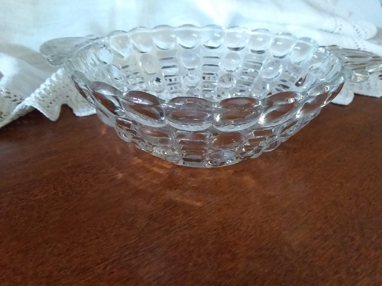 Anchor Hocking Dot & Bars EAPG Handled Bon Bon Dish - Etsy