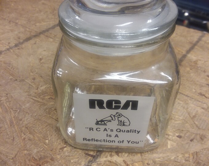 RCA Nipper Logo - Vintage Clear Glass Jar - Etsy