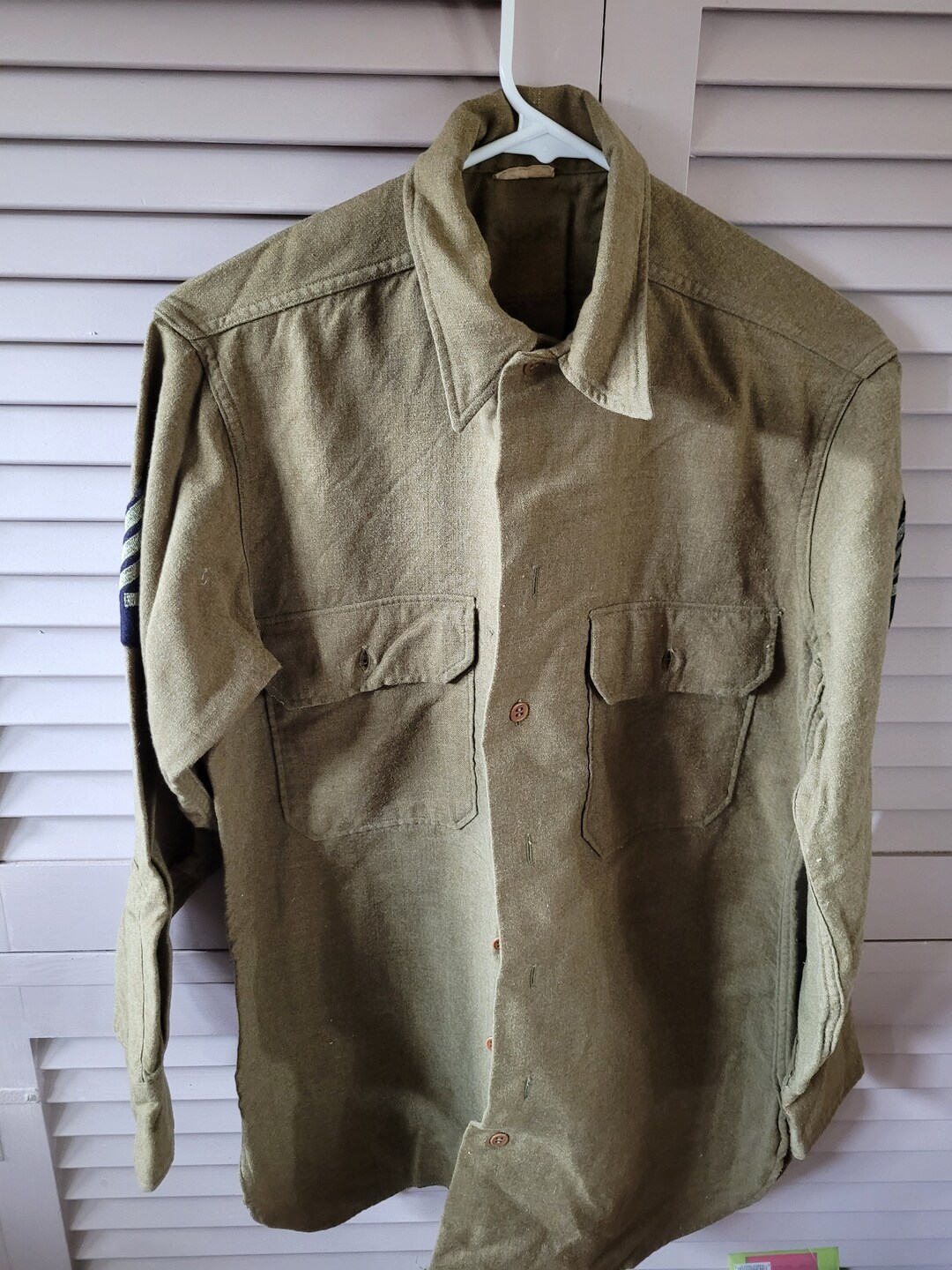 WWII US Army Field Shirt W/arm Patches - Button Down - Wool - Etsy