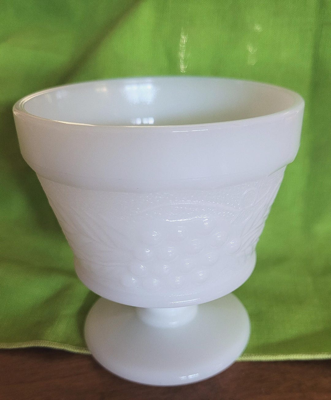 8 Anchor Hocking Footed Milk Glass Sherbet - Grape Pattern - Set of 8 ...