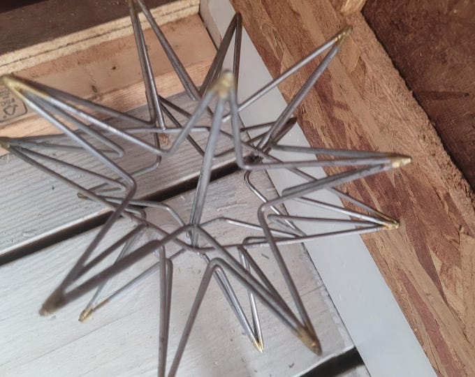 3 D Silver Star W/gold Tips Tree Topper - Vintage - Etsy