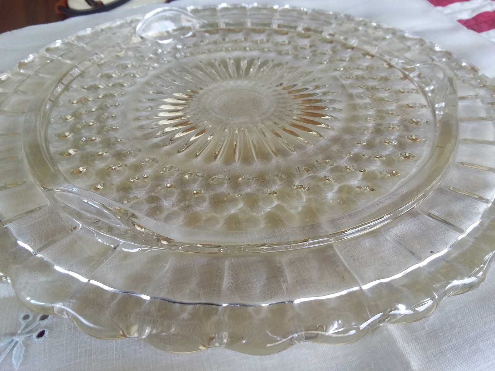Federal Glass Dot & Panel Clear Glass Round Footed Cake Plate | Etsy