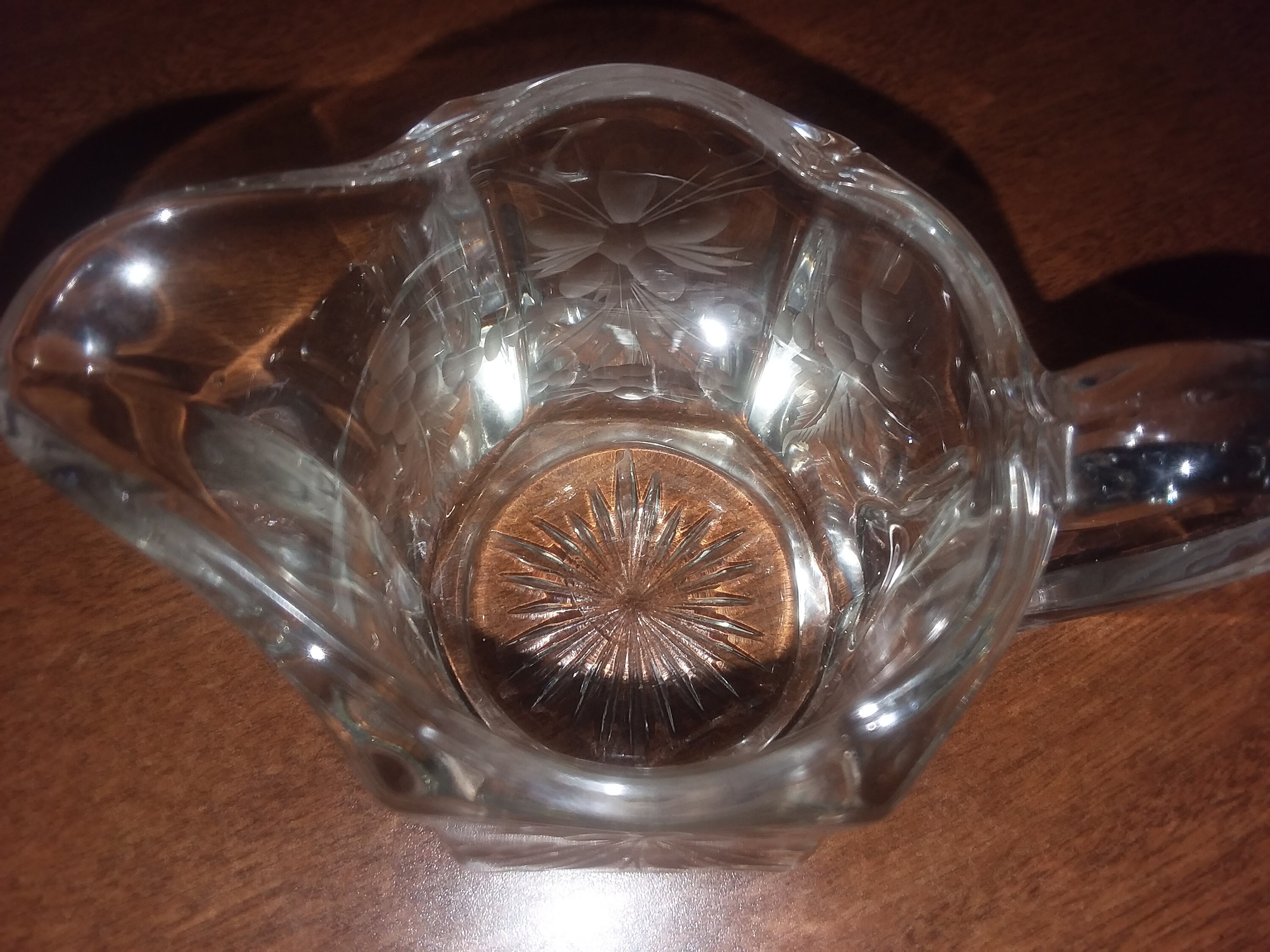 EAPG Creamer W/etched Floral Design & Starburst Base | Etsy