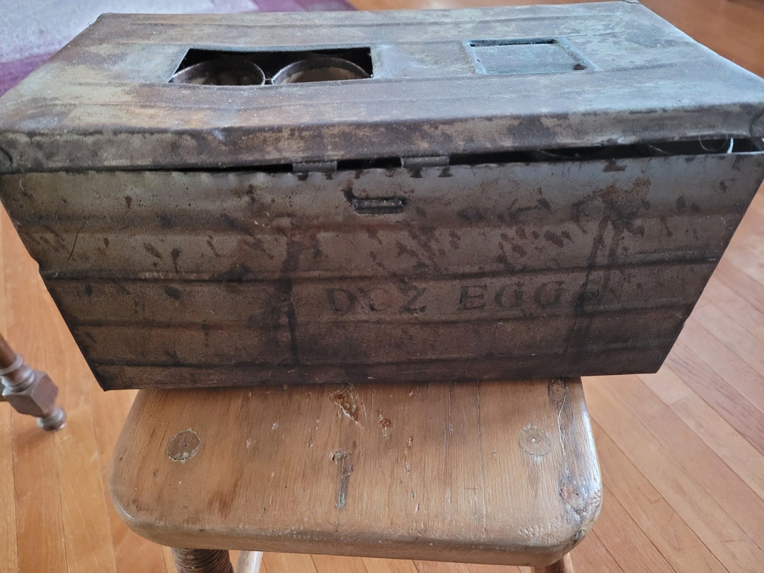 Egg Box/carrier - Metal - 3 Dozen Egg Inserts - Primitive - Etsy