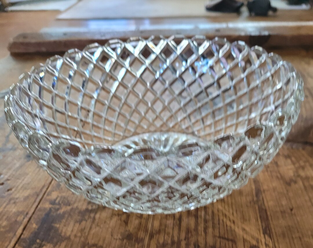 EAPG Clear Glass Bowl Diamond Pattern Anchor Hocking - Etsy