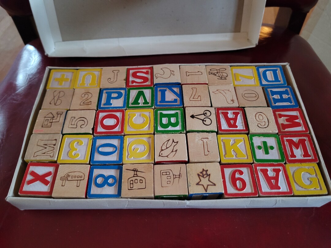 Spell & Stack Wooden Blocks 45 Blocks Original Box - Etsy