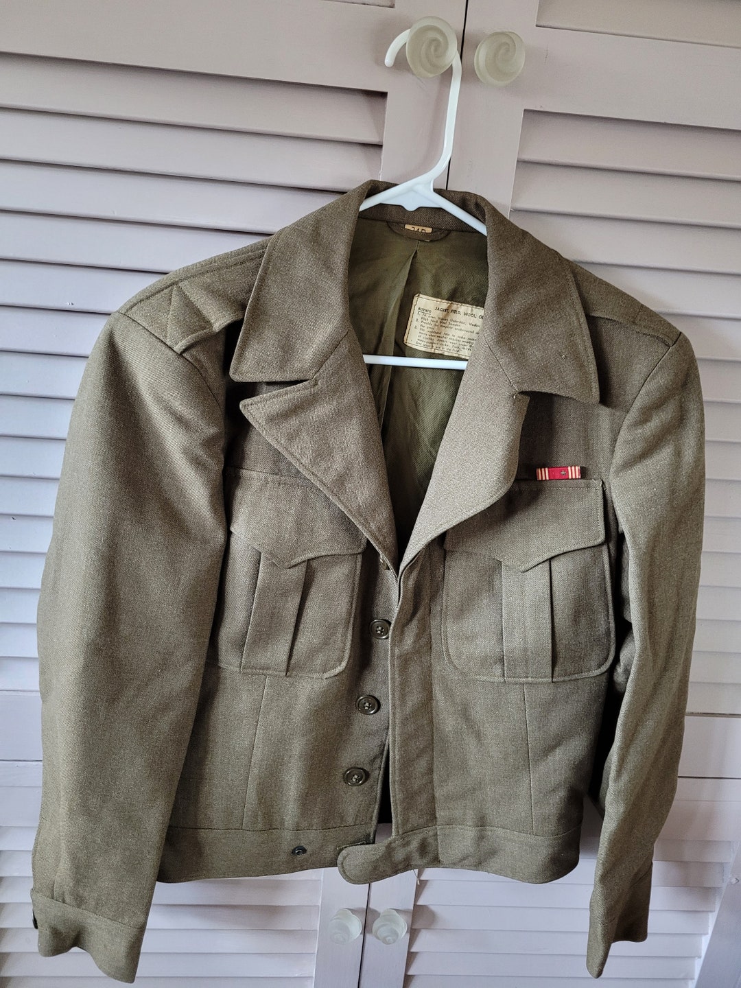 US Army WWII Field Jacket W/ribbon - 34R - Etsy