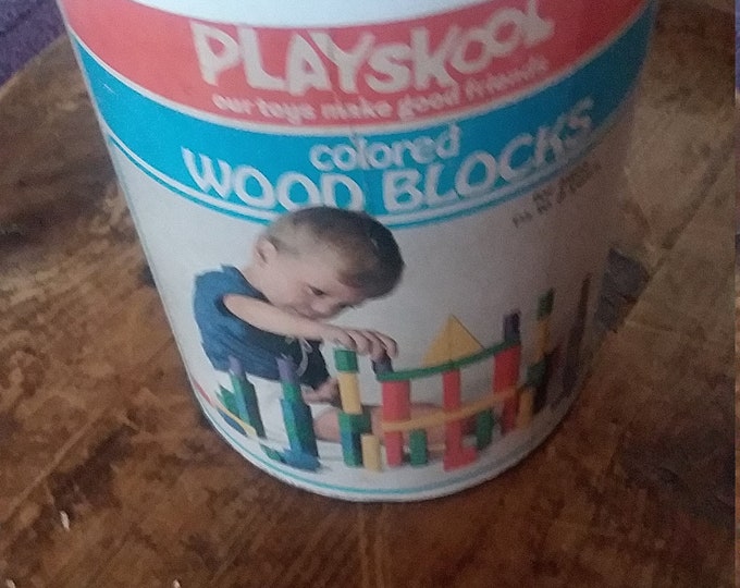 Playskool Colored Wood Blocks W/original Container - Etsy
