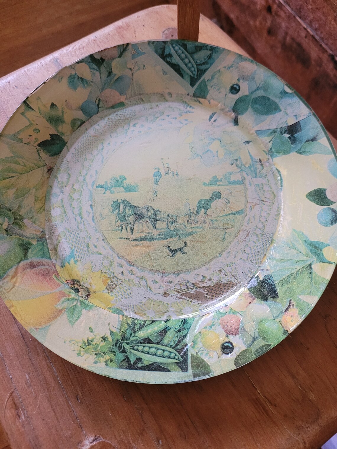 Reverse Decoupage Glass Plate - Farm Scene - Etsy
