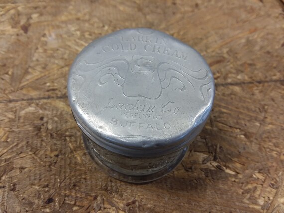 Larkin Cold Cream Clear Glass Jar W/tin Embossed Lid - Etsy