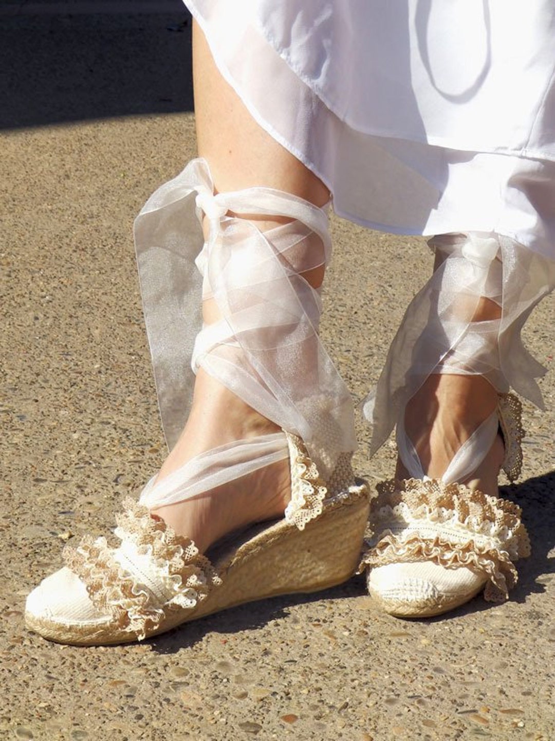 Wedding Bridal Sandals With Lace Hight Wedge Adlib Organic - Etsy
