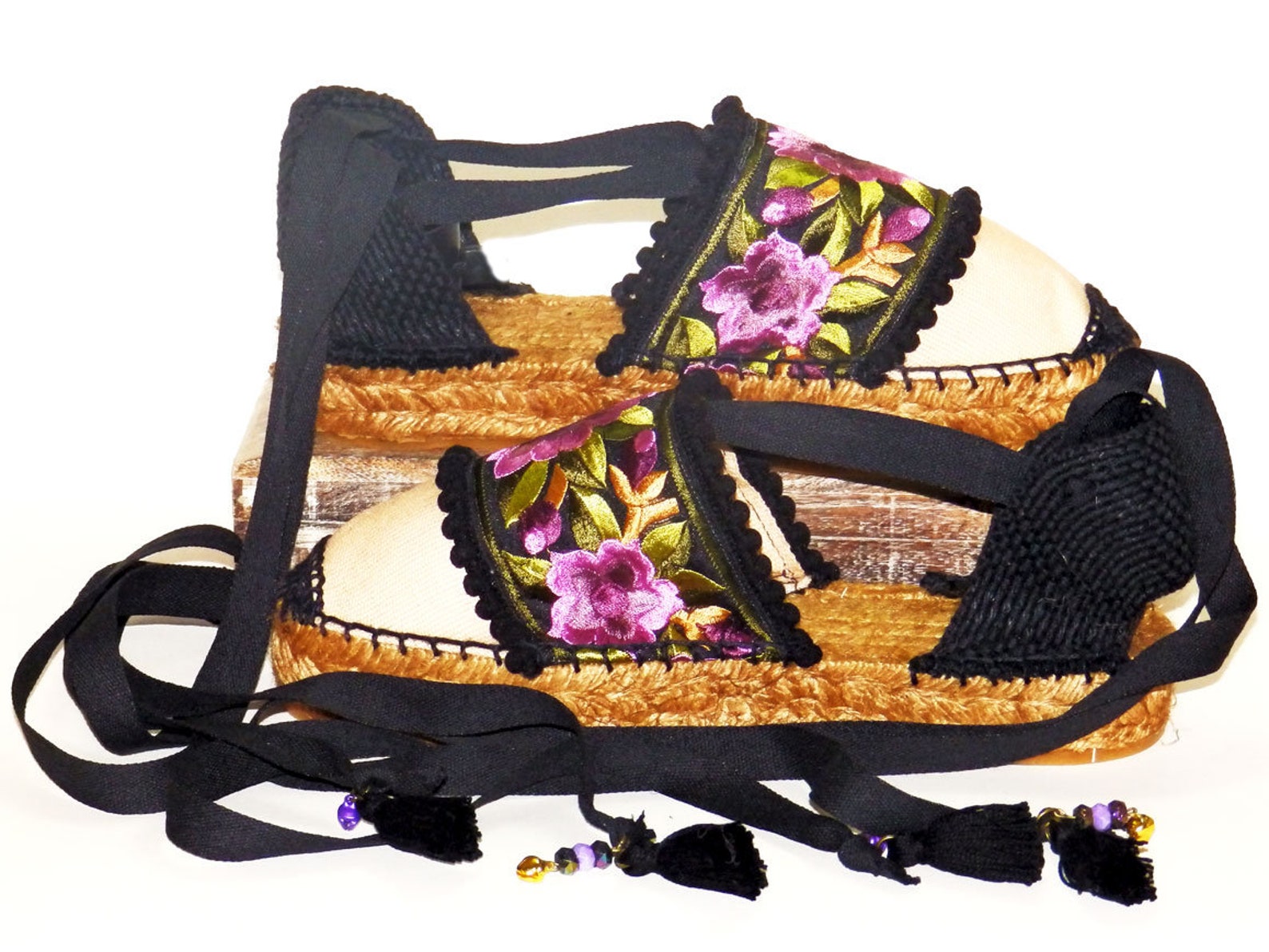 Platform Espadrilles Decorated With Floral Ethnic Embroidery | Etsy