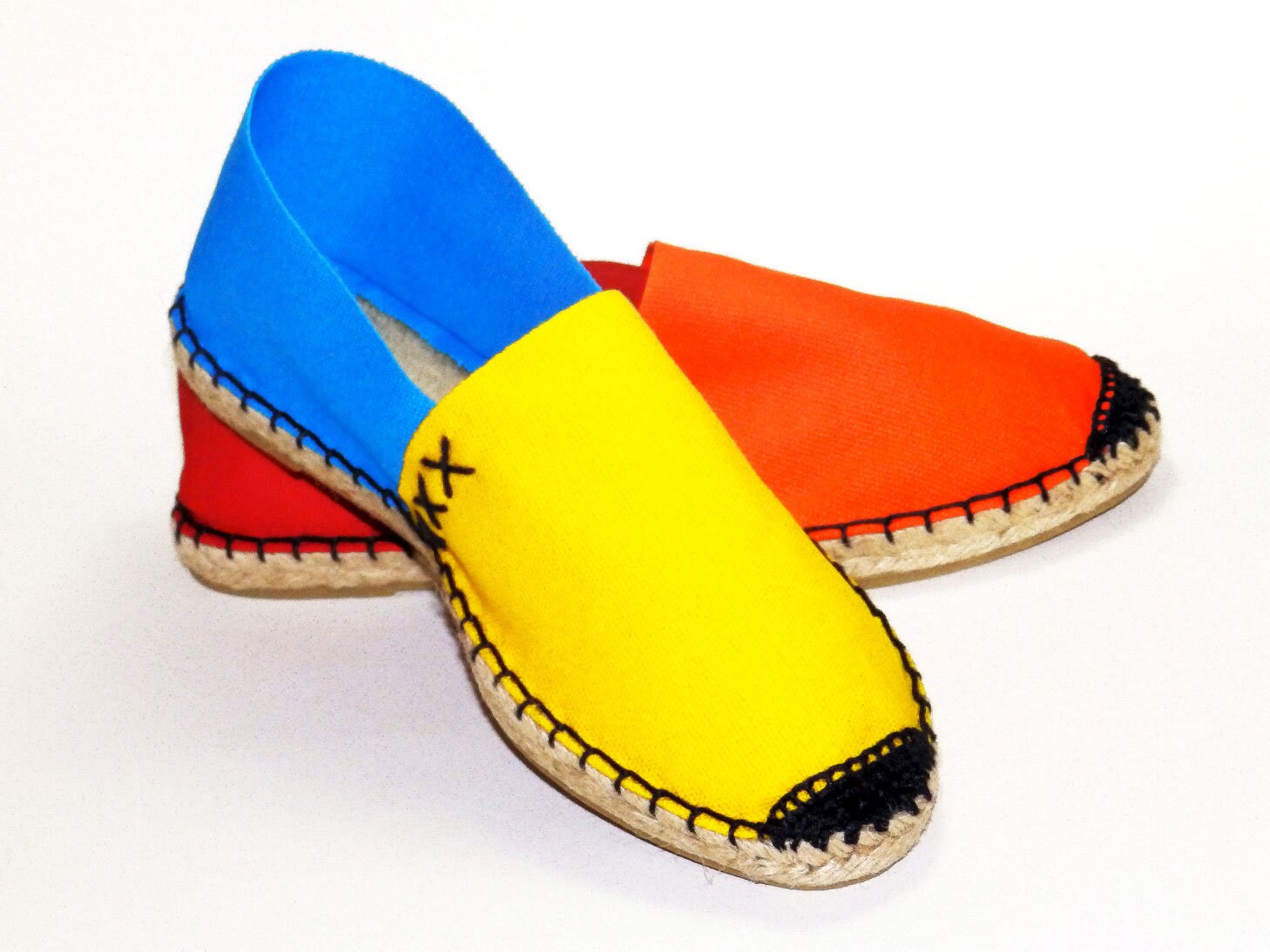 Flat Canvas Espadrilles Shoes Orange Red Blue and Yellow - Etsy