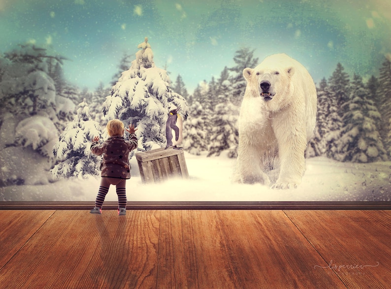 Polar Bear Digital Composite / Digital Background | Etsy