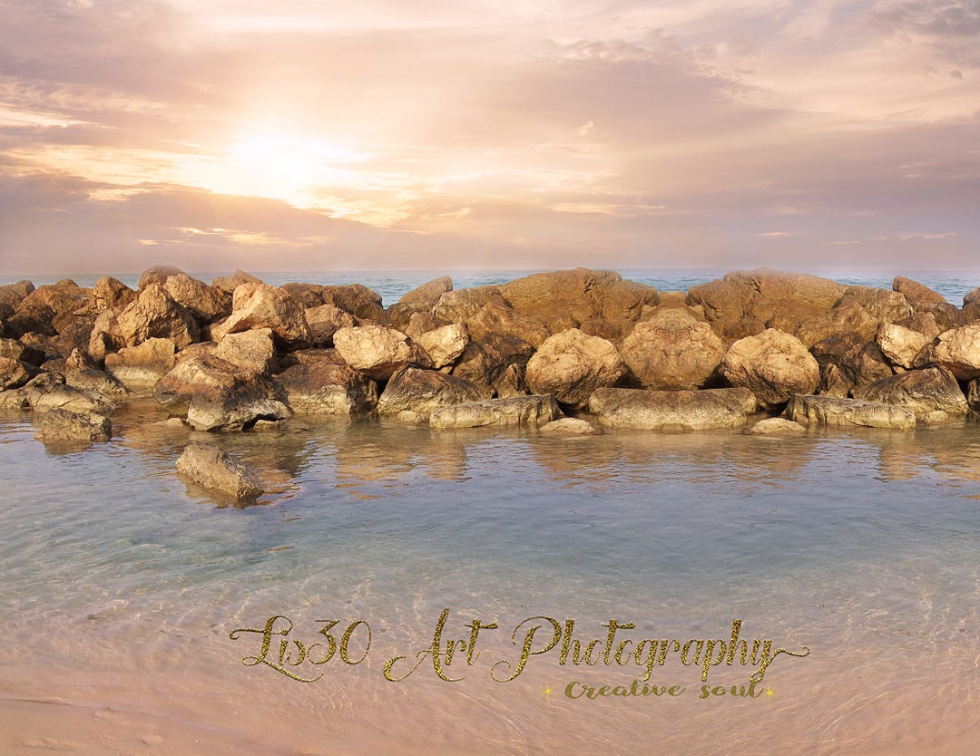 Beach Digital Background - Etsy