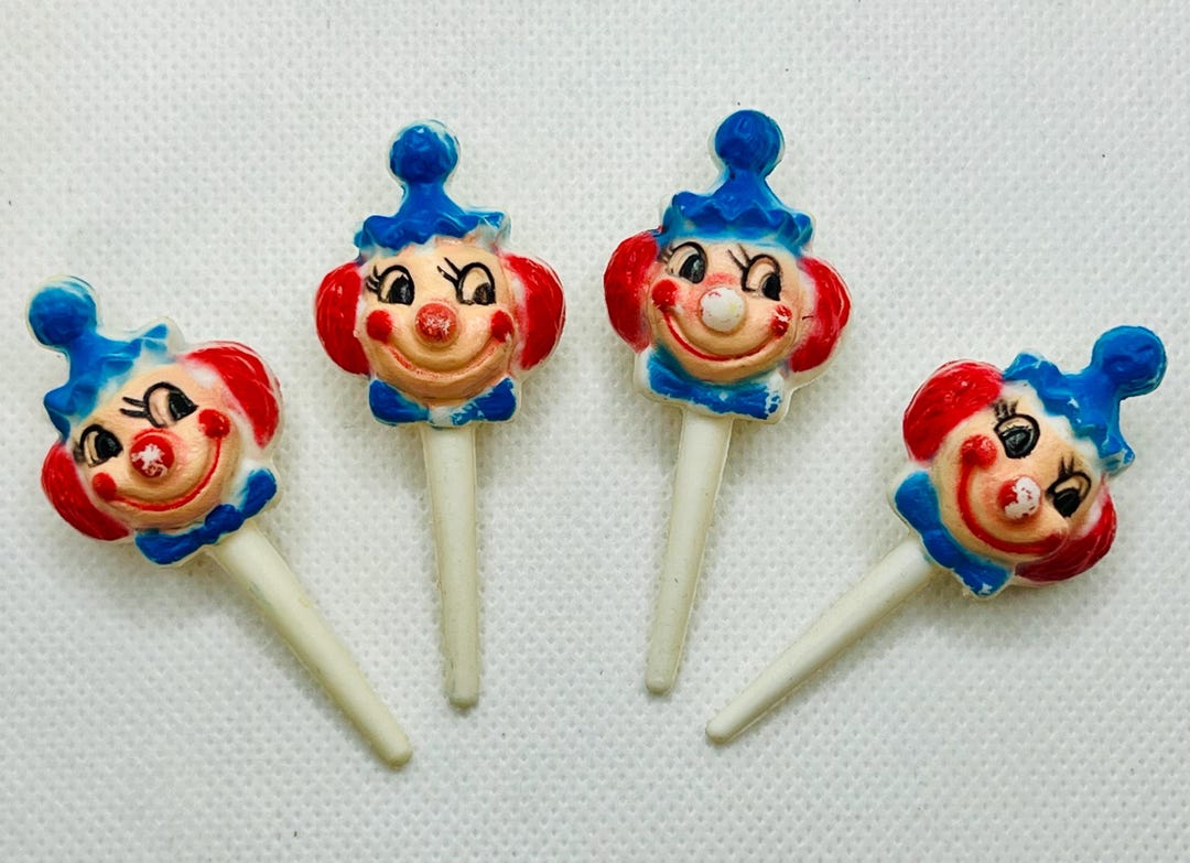 Vintage Wilton Derby Clown Cake Toppers / Cupcake Picks Set of 4 ...