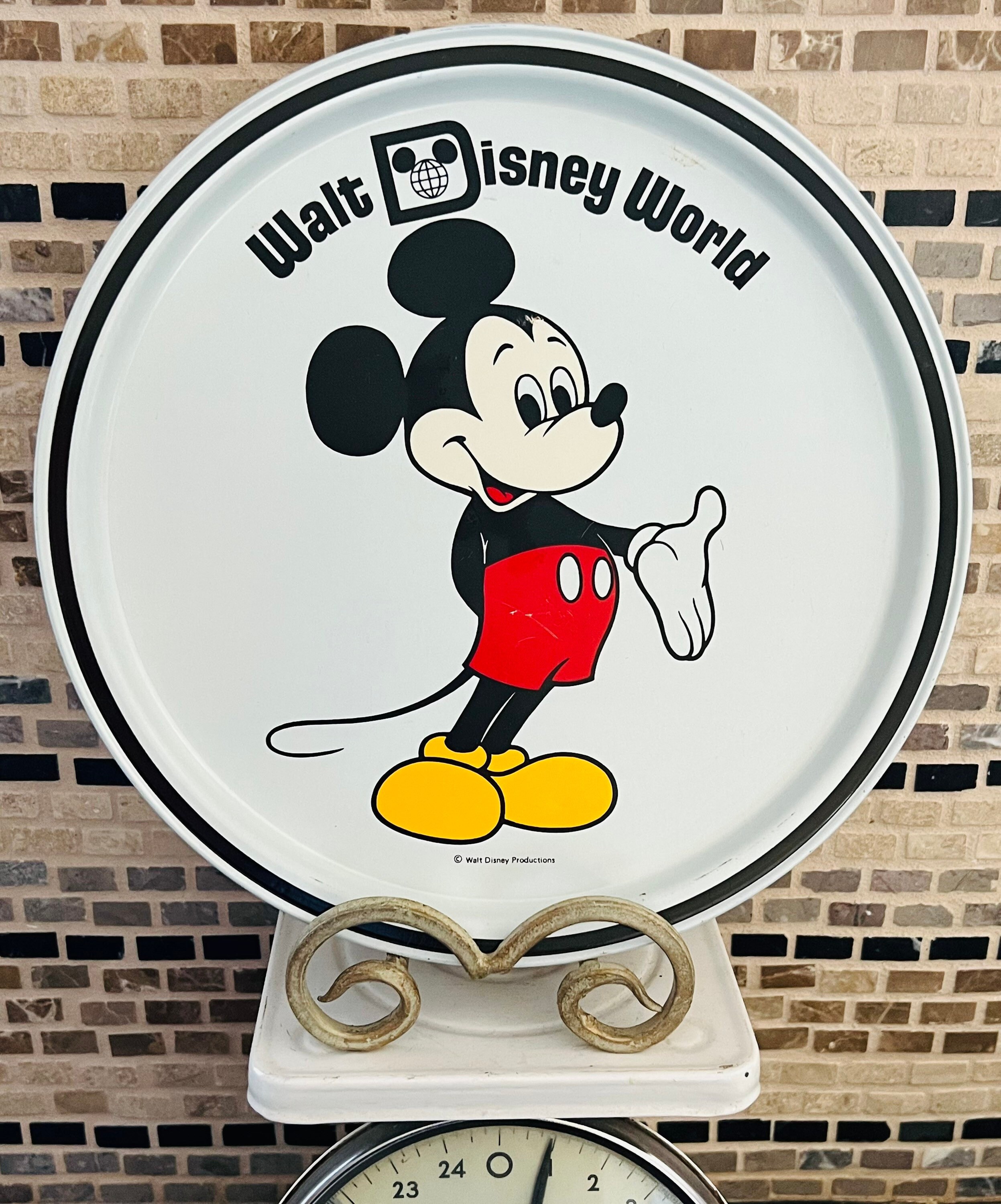 Vintage 1970s Walt Disney World Mickey Mouse Tin Tray Serving Platter ...