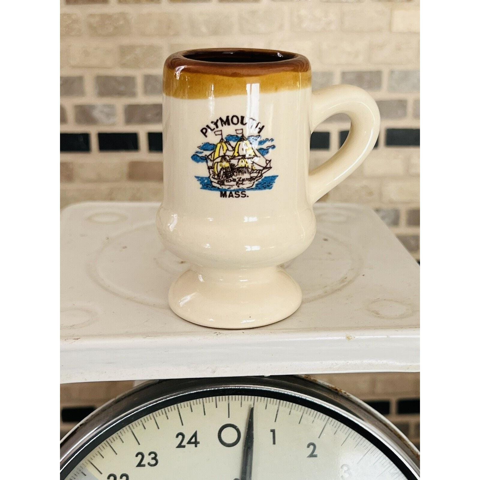 Plymouth Massachusetts Pottery Mini Beer Stein / Mug 3.25" Tall Travel ...