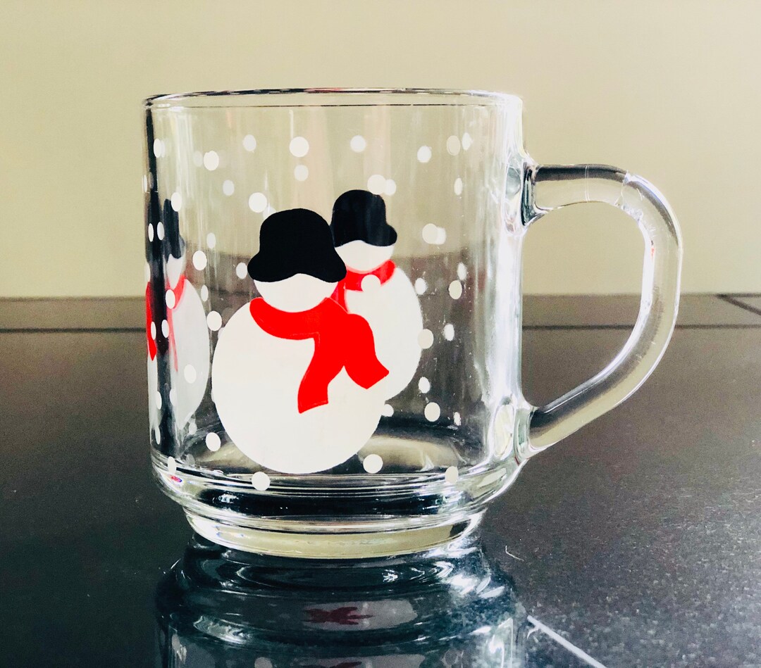 Luminarc Snowman Glass Christmas Hot Cocoa Mugs or Coffee Mugs - Etsy