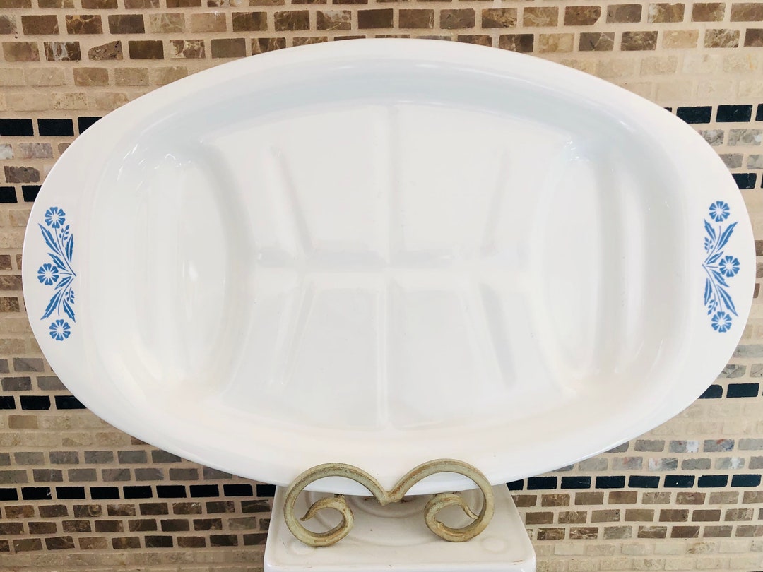 Corning Ware Vintage Platter P-19 Cornflower Blue Meat Platter Roasting ...