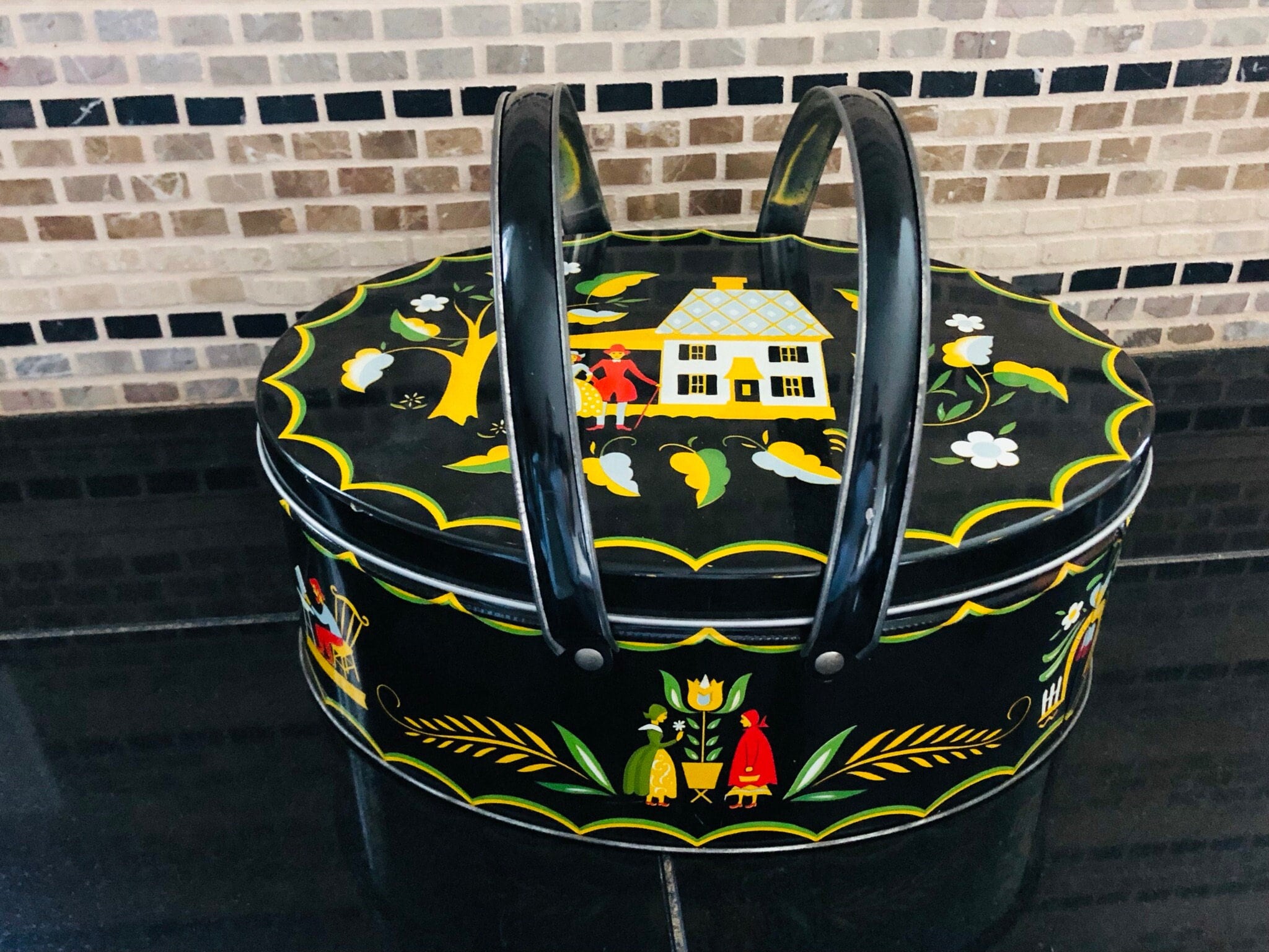 Vintage Metal Biscuit Tin Sewing Basket Dutch Friendship - Etsy