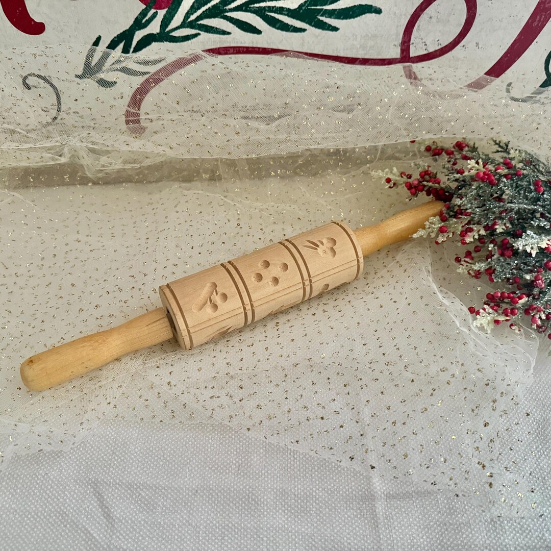 Vintage Springerle Wooden Rolling Pin: Animal & Plant Designs - Etsy