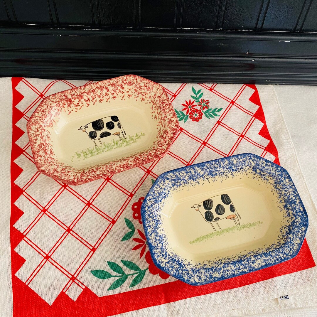 Sale***vintage Cow Inspired Bowls Set of 2 - Etsy