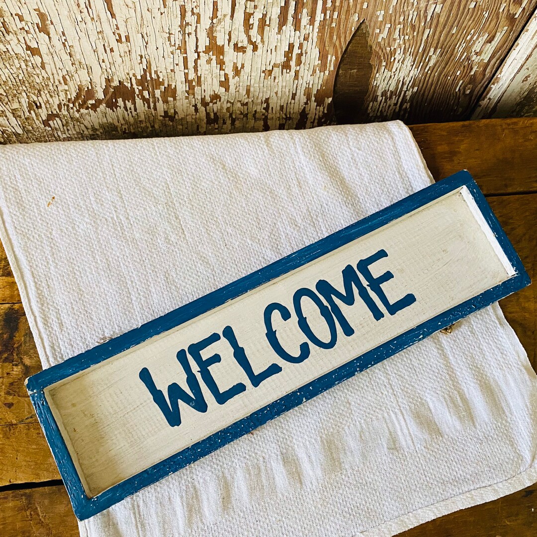 Vintage Hand Painted 1970s Wooden Welcome Sign - Etsy