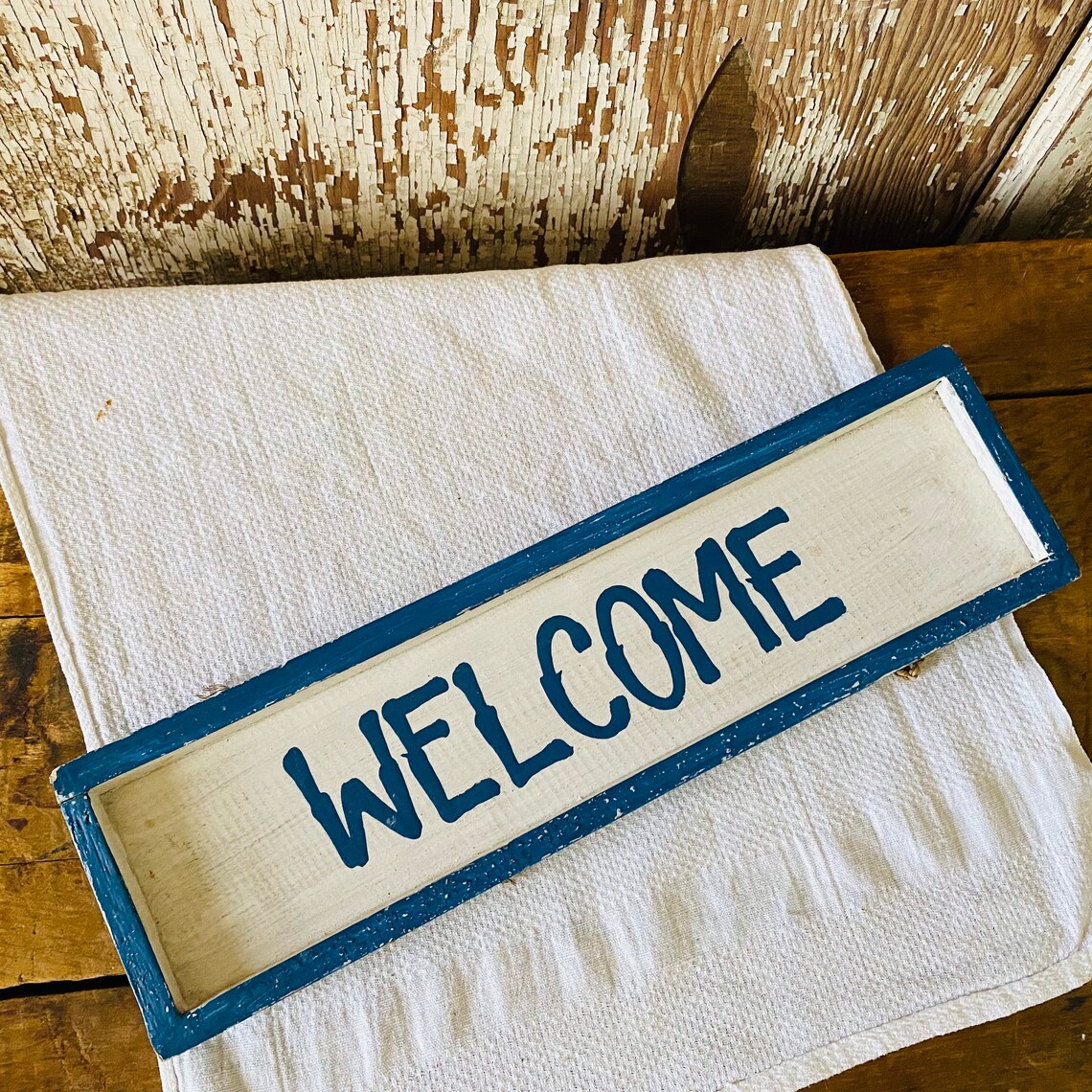 Vintage Hand Painted 1970s Wooden Welcome Sign - Etsy