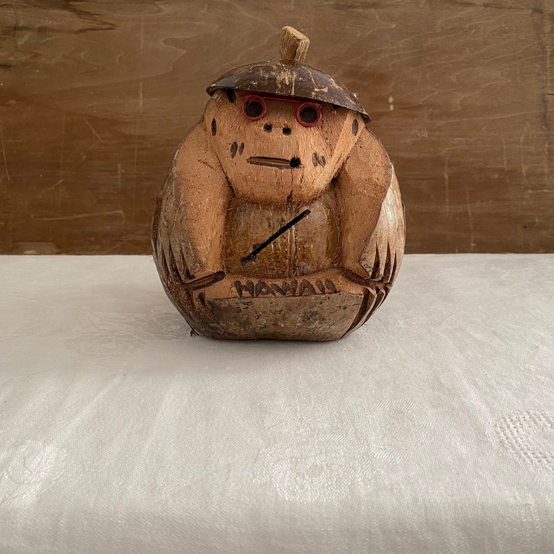 Vintage Hand Carved Coconut Guy Tiki Bar Decor - Etsy