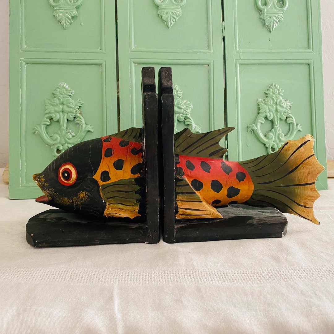 Salevintage Wooden Fish Bookends - Etsy