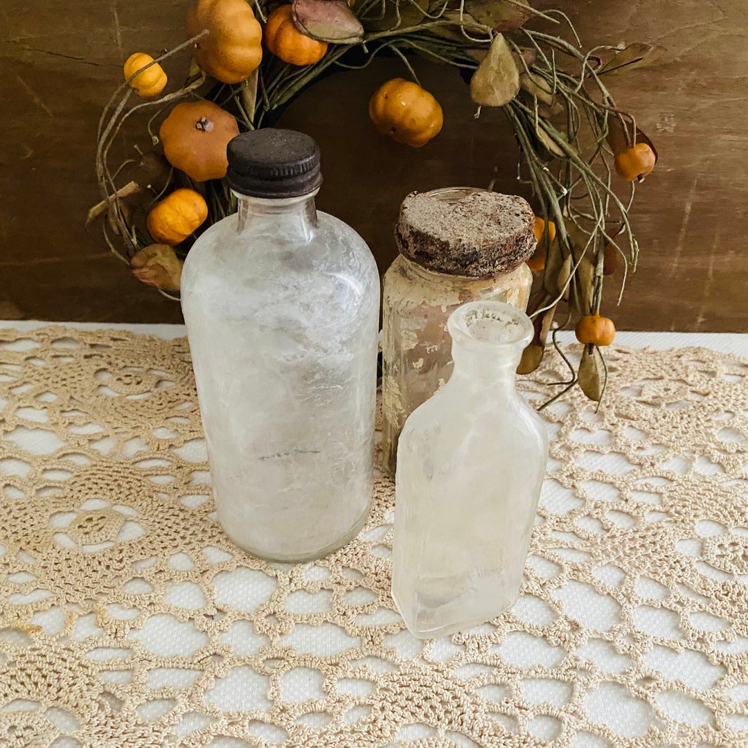 Vintage Trio of 3 Very Old Glass Bottles - Etsy