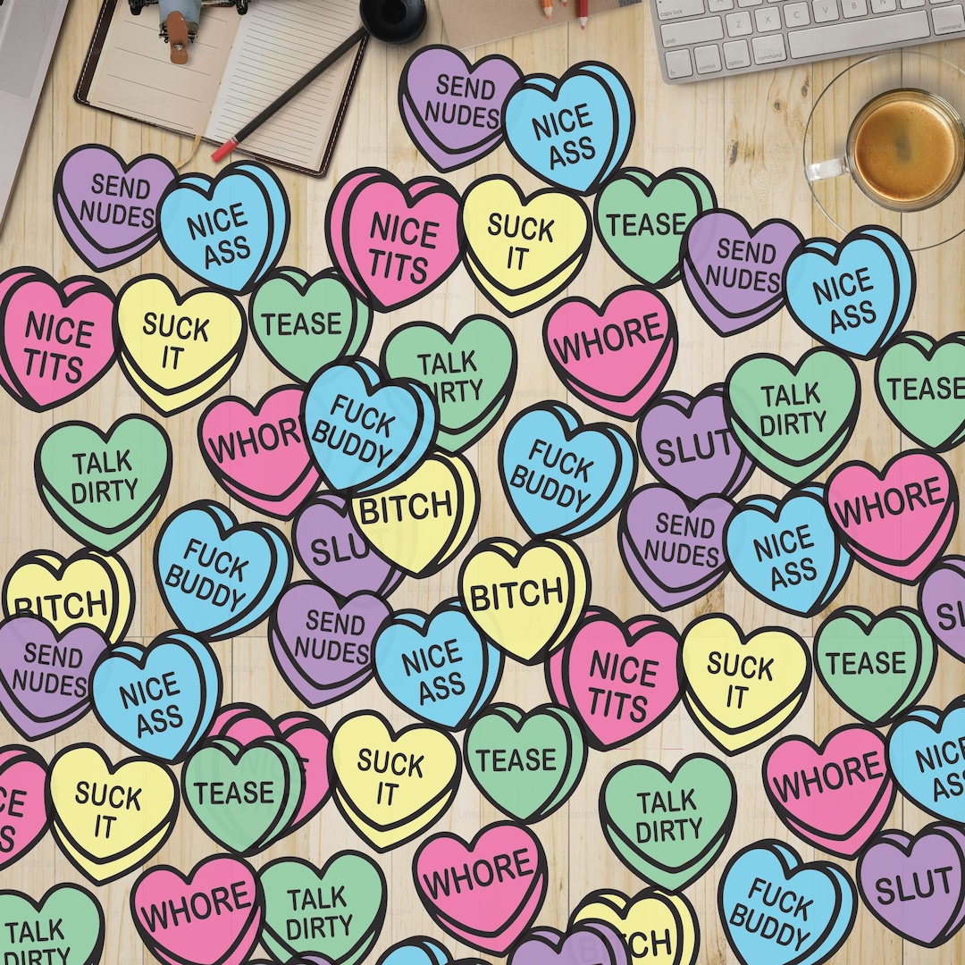 50 Pc Naughty Dirty Candy Heart Valentines Day Sticker Pack Valentine ...