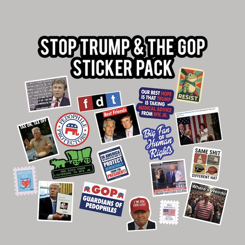 Anti Trump GOP Sticker Pack FDT Stop Trump Maga Decals Meme Sticker ...
