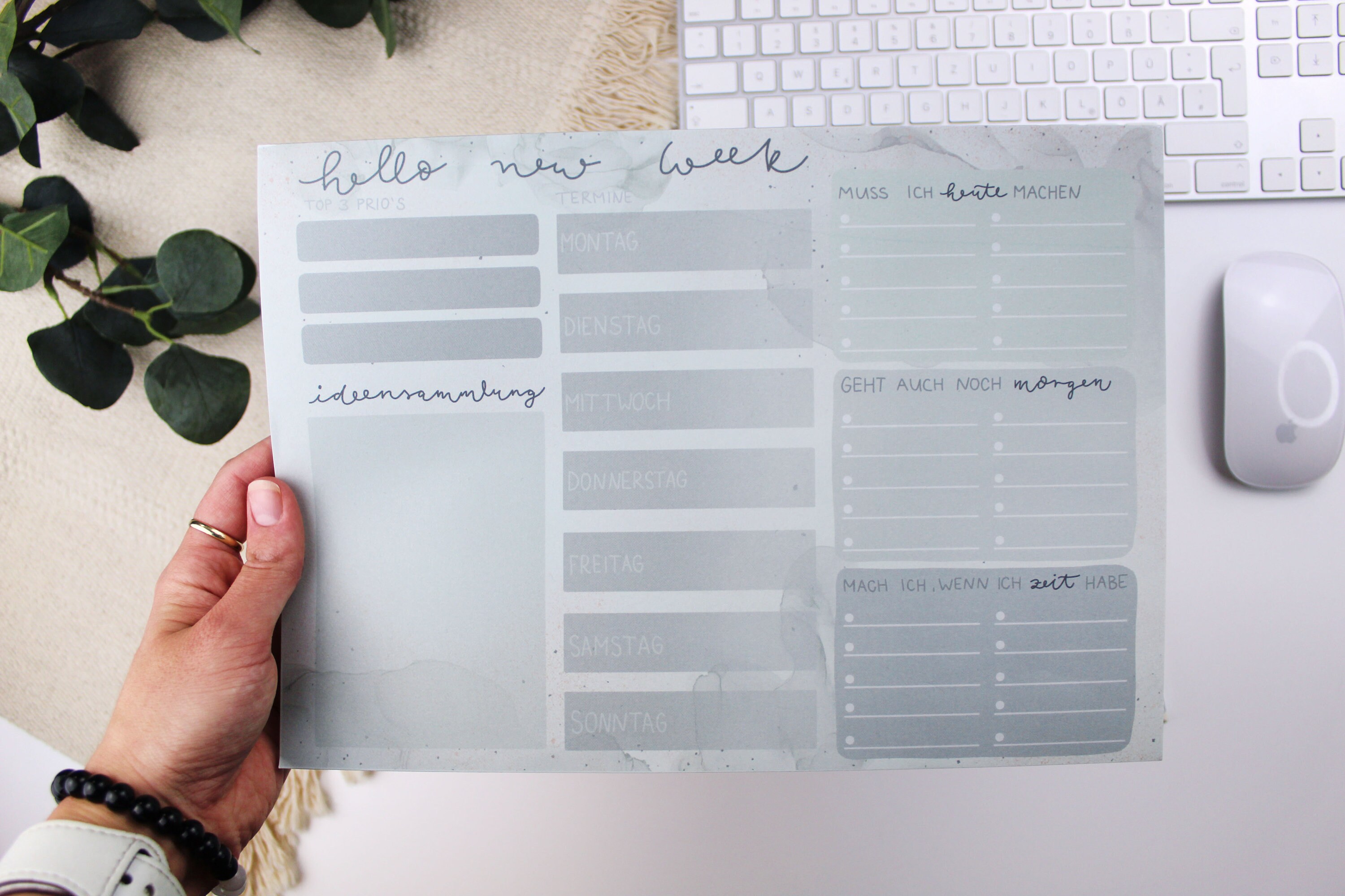 Weekly Planner Block A4 With 25 Sheets of Watercolor Mint - Etsy