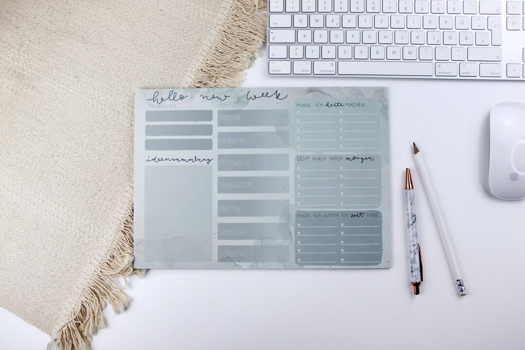 Weekly Planner Block A4 With 25 Sheets of Watercolor Mint - Etsy