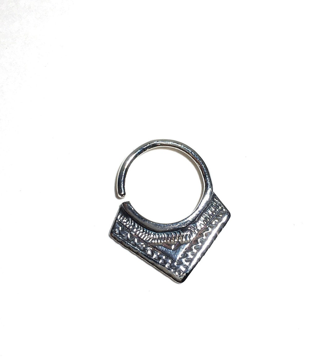 Tuareg Silver Septum Ring, Edgy Triangle Nose Piercing - Etsy