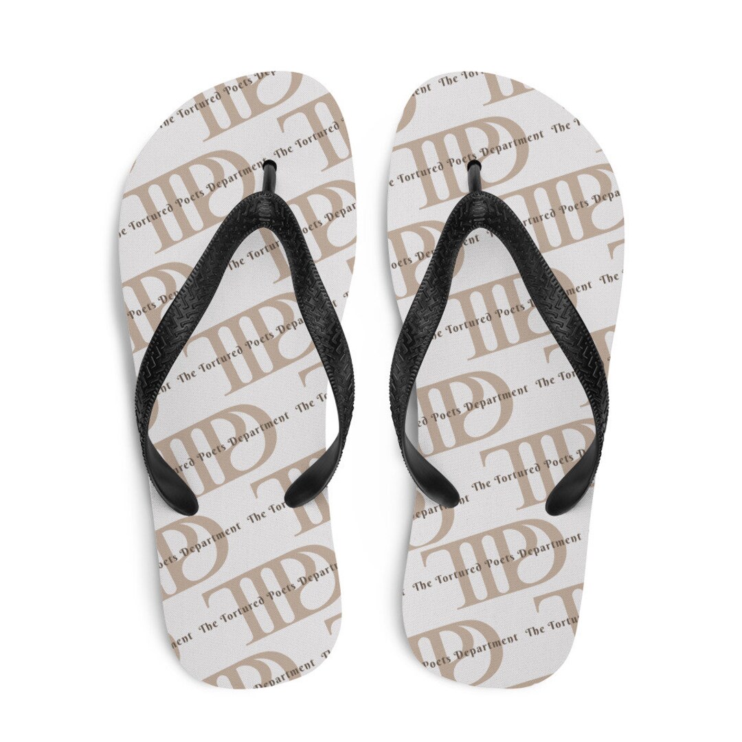 Taylor Swift TTPD Beige Logo the Tortured Poets Department Flip-flops ...