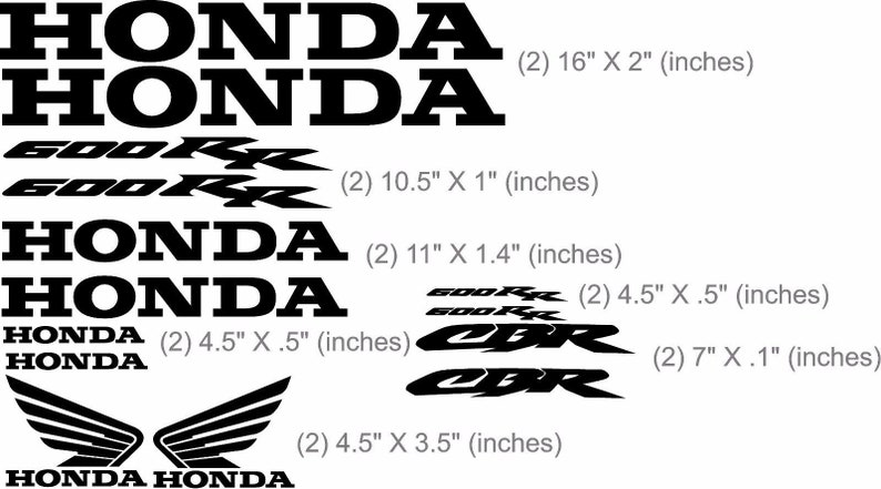 HONDA CBR 600RR 600 RR 14pc Decal Set die-cut Many Color - Etsy