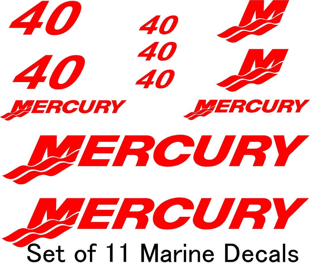 Set of 11 Mercury Marine Decals 40 HP - Etsy