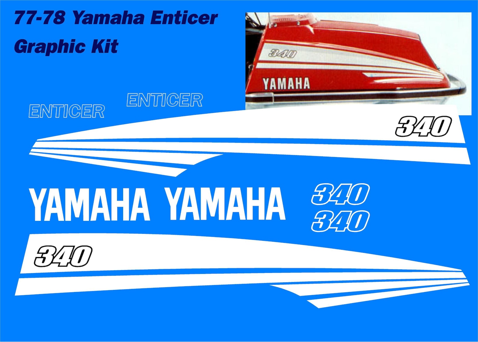 1977 78 Yamaha Enticer Reproduction Decal Kit 340 Snowmobile - Etsy