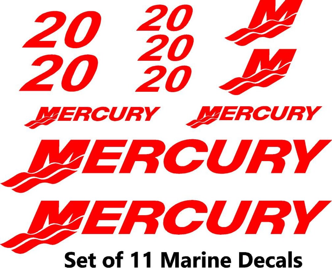 Set of 11 Mercury Marine Decals 20 HP - Etsy