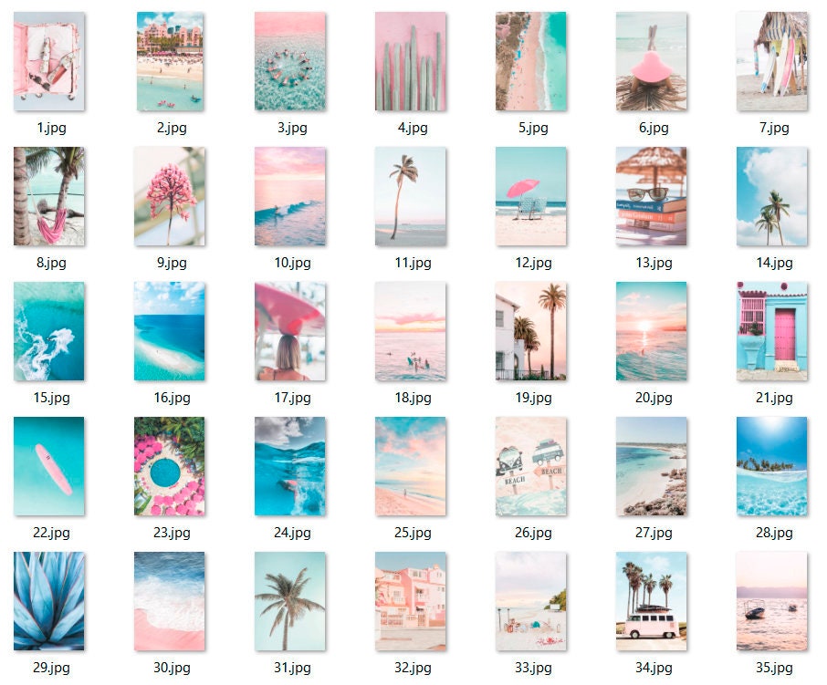 Set of 100 Tropical Beach Prints Wall Art Beach Poster - Etsy