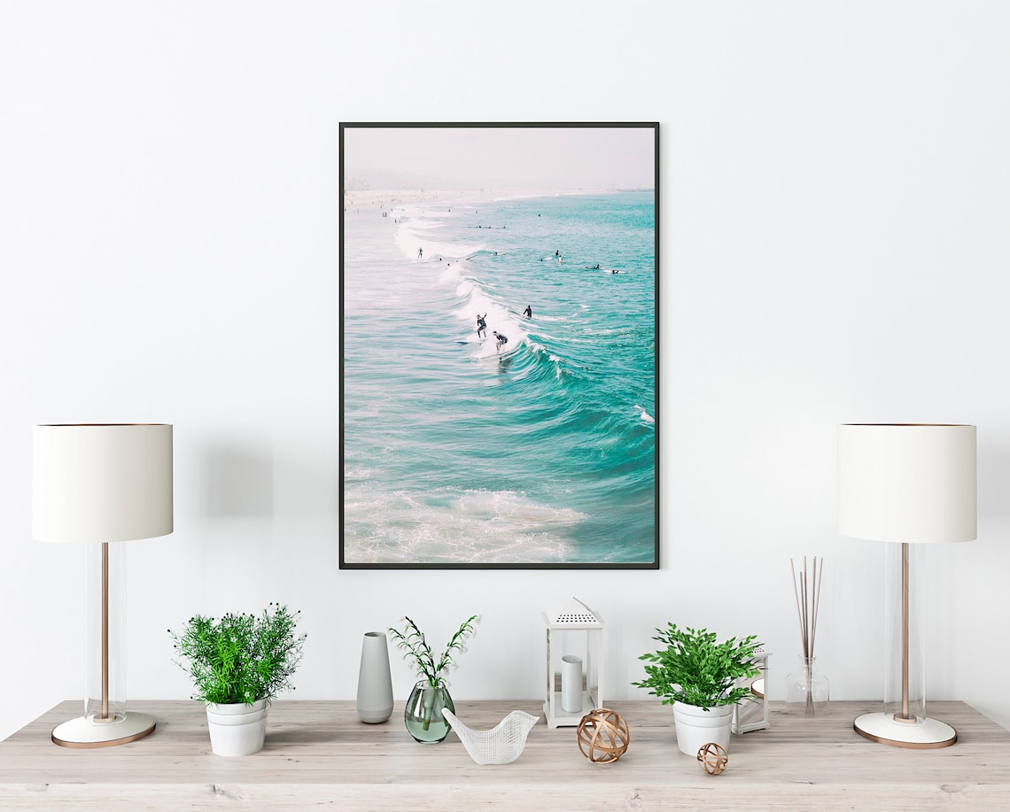 Surfer Wall Art Print, Surfing Poster, Coastal Print, Surf Printable ...