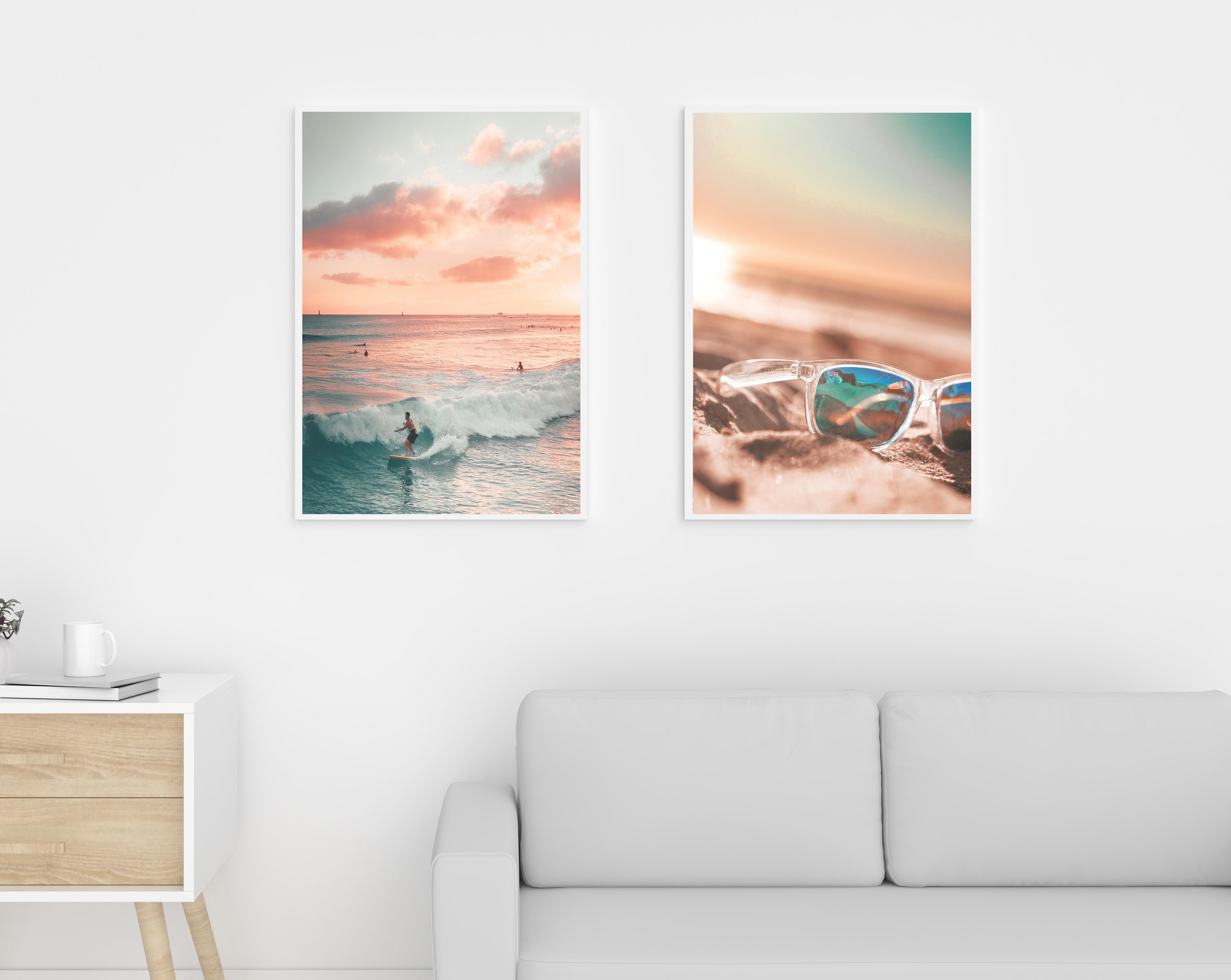 Set of 6 Sunset Coastal Wall Art Prints, Beach Print, Sunrise Print ...