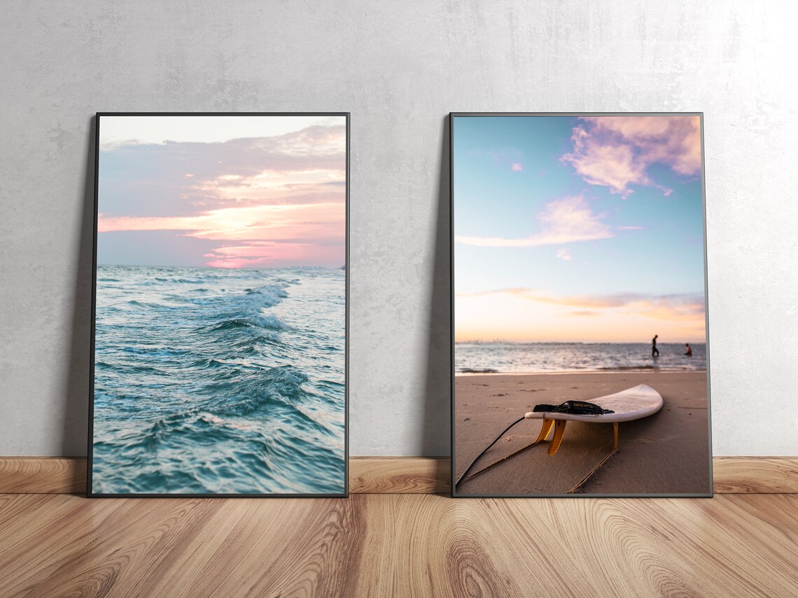 Set of 6 Surf Wall Art Prints, Coastal Photography, Beach Wall Art ...