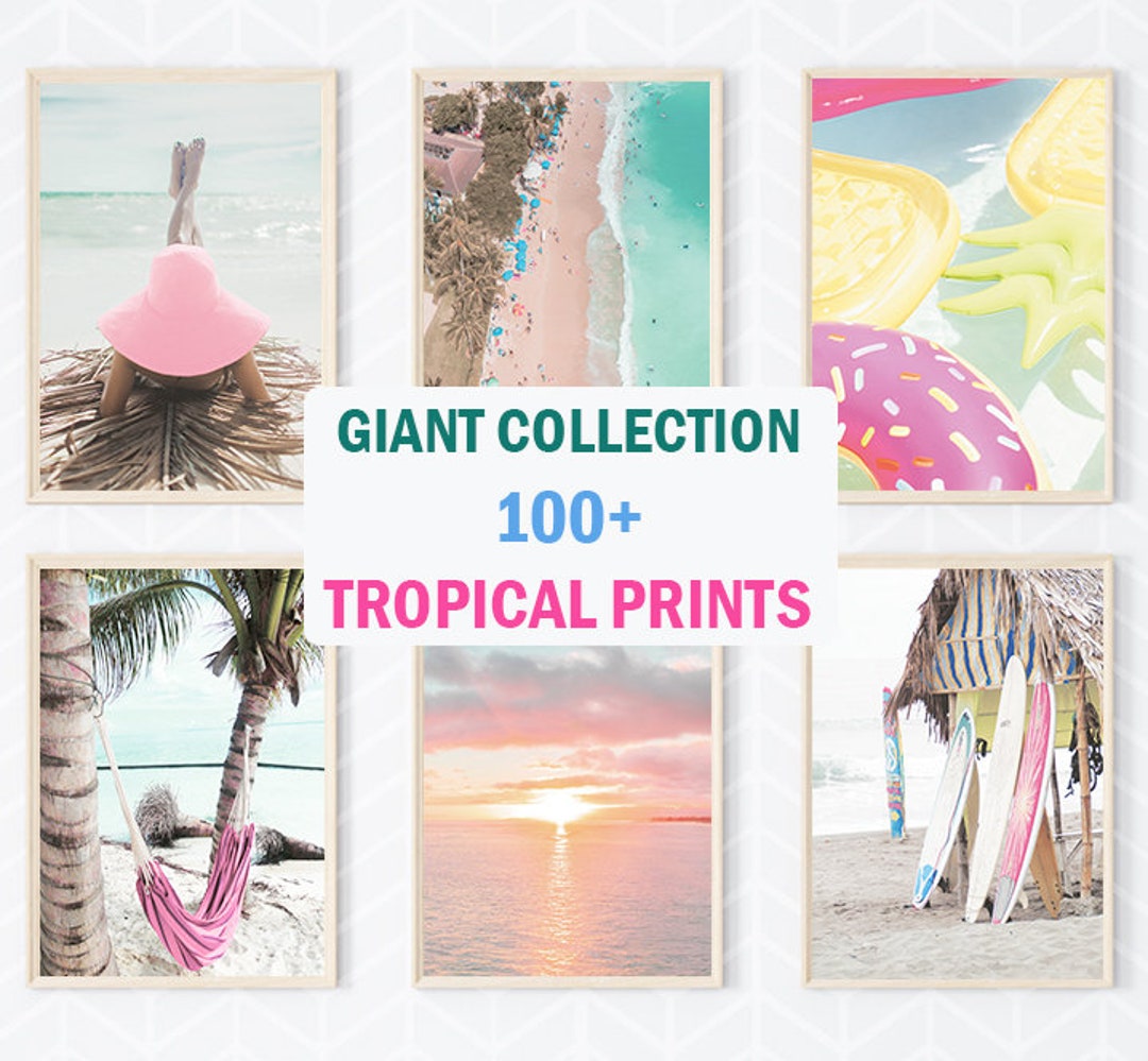Set of 100+ Tropical Beach Prints Wall Art, Beach Poster, Tropical ...
