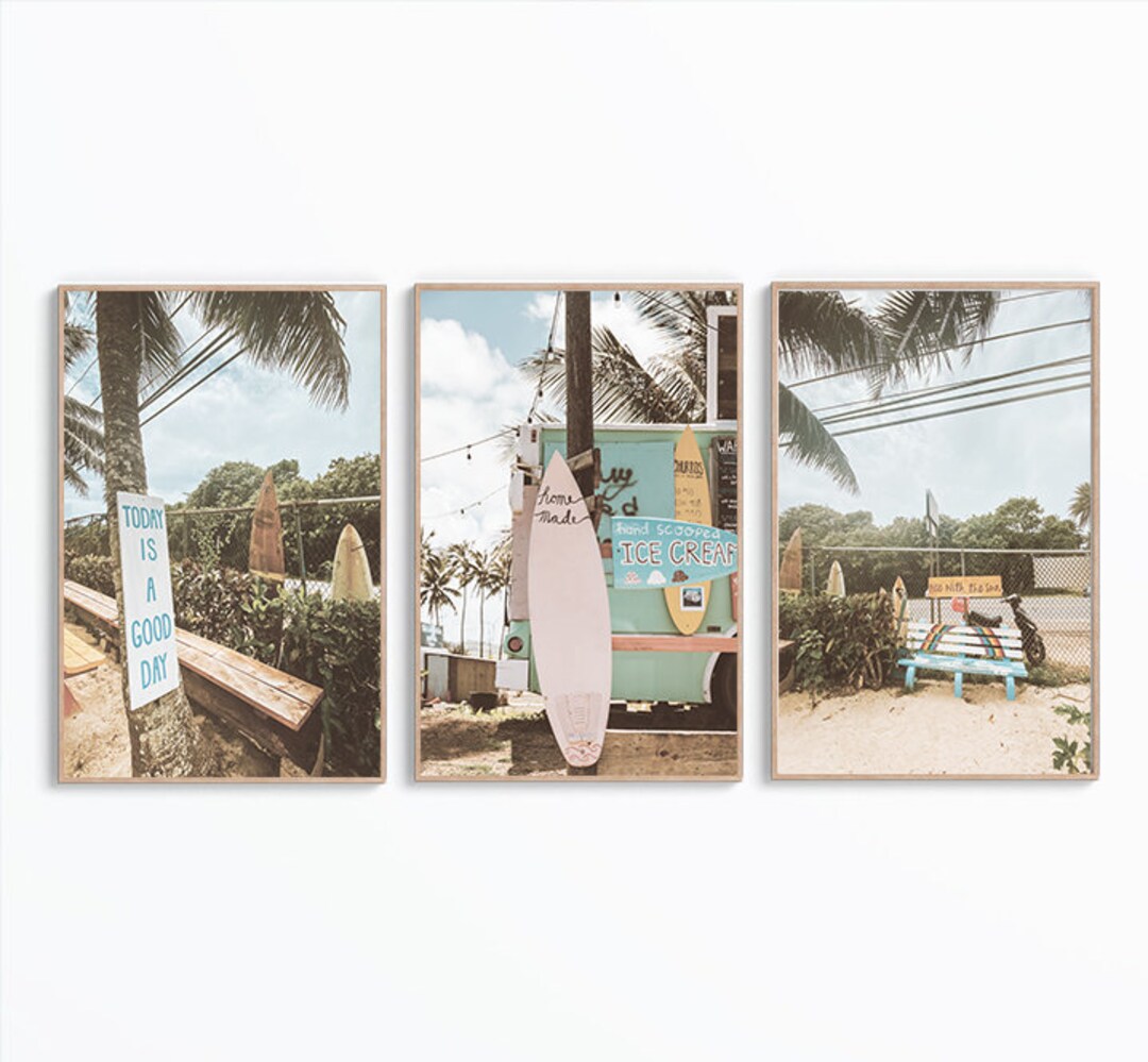 Vintage Surf Wall Art, Set of 3 Boho Surf Prints, Surf Printable Art ...